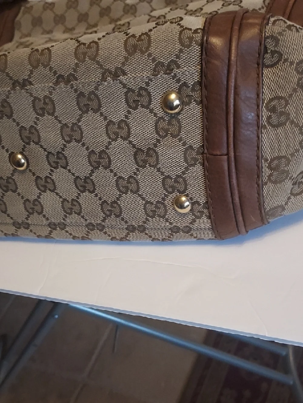 Gucci | Bags | Vintage Gucci Signature Logo Gg Tote Shoulder Bag Beige ...